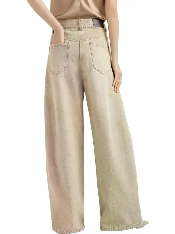 Brunello Cucinelli Wide-leg Cotton Jeans - Neutrals