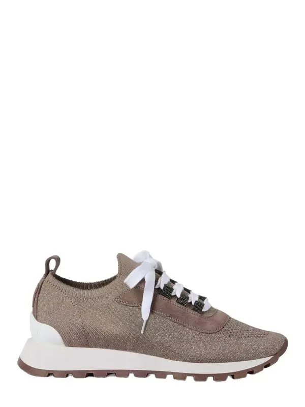 Brunello Cucinelli Sparkling Knit Sneakers - Brown