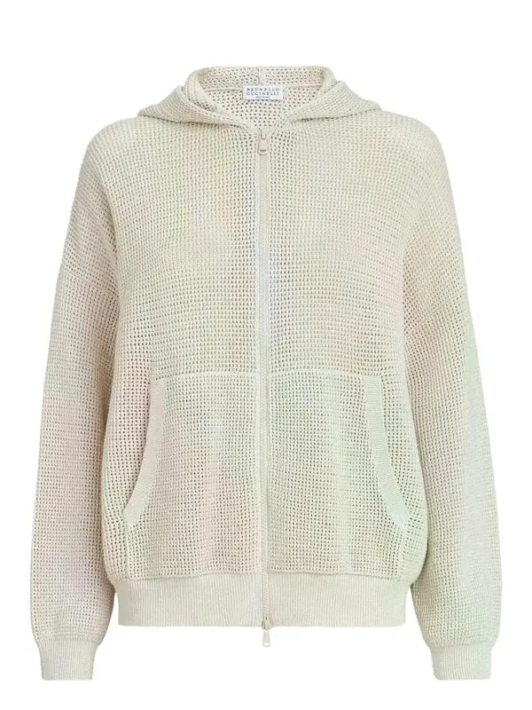 Brunello Cucinelli Hooded Zip-up Cardigan - Neutrals