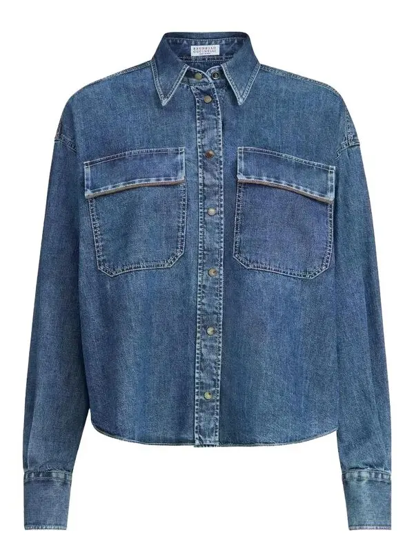 Brunello Cucinelli Overshirt With Flap Pockets - Blue