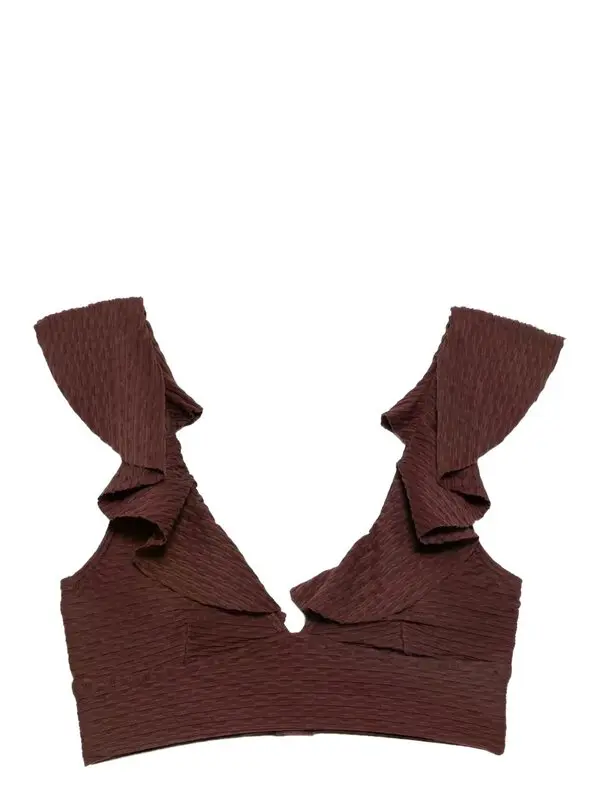 DUSKII Frilled Swim Top - Brown