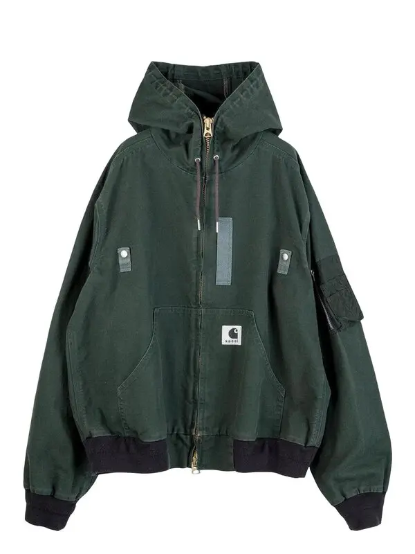 Sacai X Carhartt Wip Washed Duck Hooded Blouson - Green