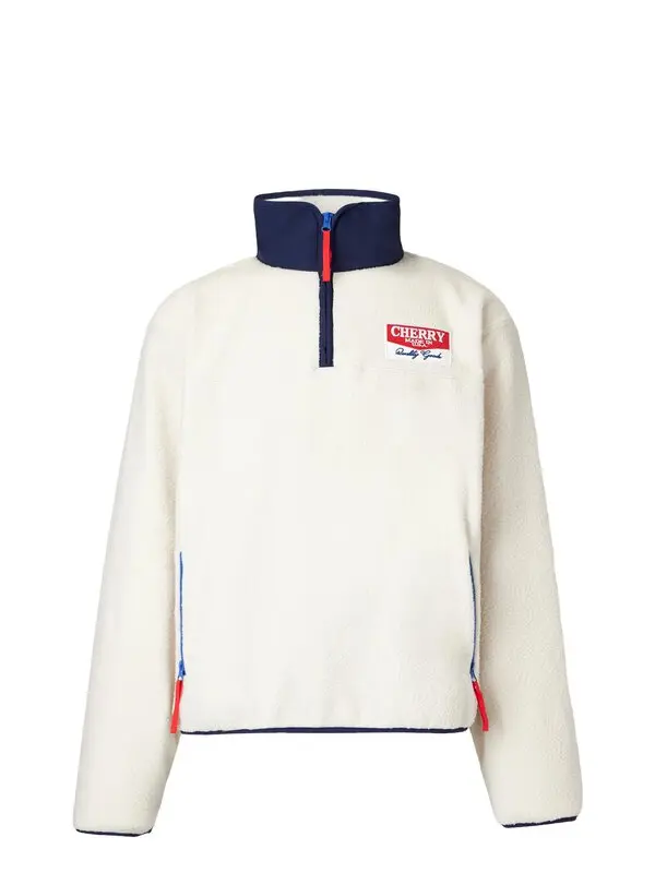 CHERRY LOS ANGELES Logo-appliquéd Fleece Half-zip Sweatshirt - Neutrals