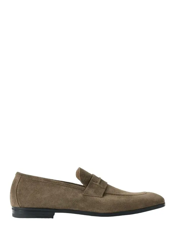 TOM FORD Suede Penny Loafers - Camel