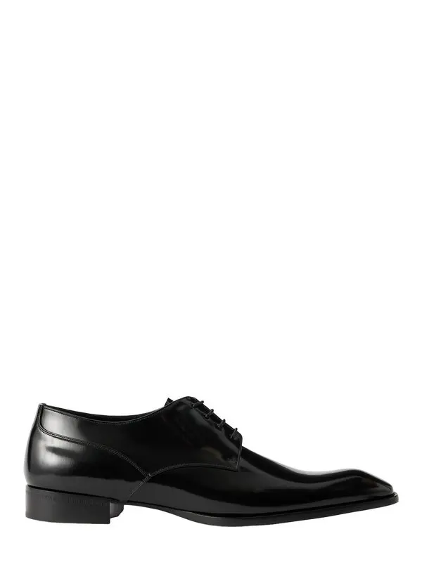 Saint Laurent Stanton Leather Derby Shoes - Black