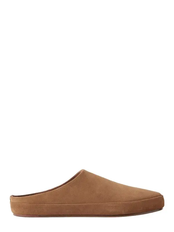 Loro Piana Tomori Suede Slippers - Brown
