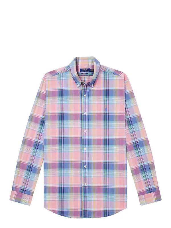 Polo Ralph Lauren Button-down Collar Logo-embroidered Checked Cotton Shirt - Pink