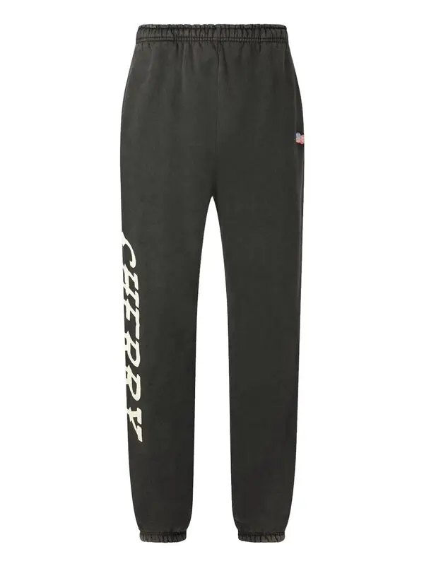 CHERRY LOS ANGELES Hollywood Logo-print Appliquéd Cotton-jersey Sweatpants - Black