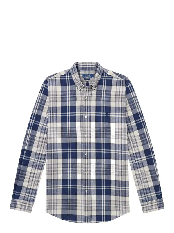 Polo Ralph Lauren Button-down Collar Logo-embroidered Checked Cotton Oxford Shirt - Blue