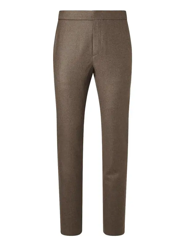 Loro Piana Leisure City Slim-fit Virgin Wool And Cashmere-blend Trousers - Brown