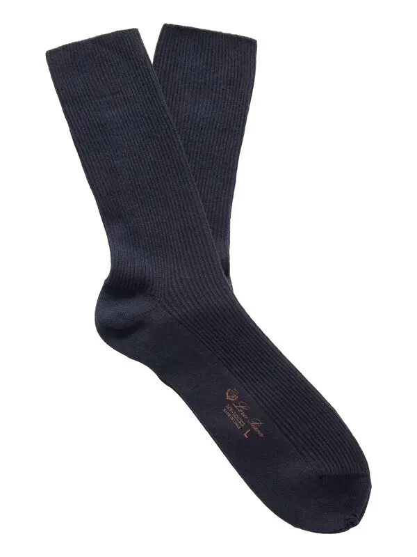 Loro Piana Ribbed Cashmere-blend Socks - Navy