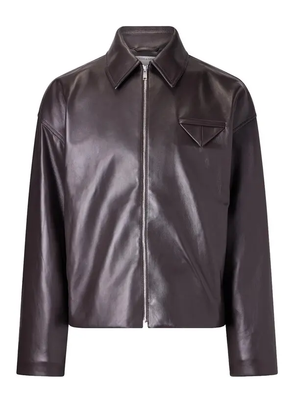 Bottega Veneta Leather Blouson Jacket - Brown