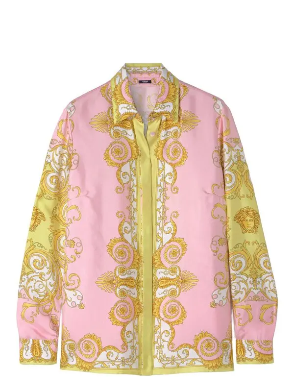 Versace Printed Silk-twill Shirt - Pink