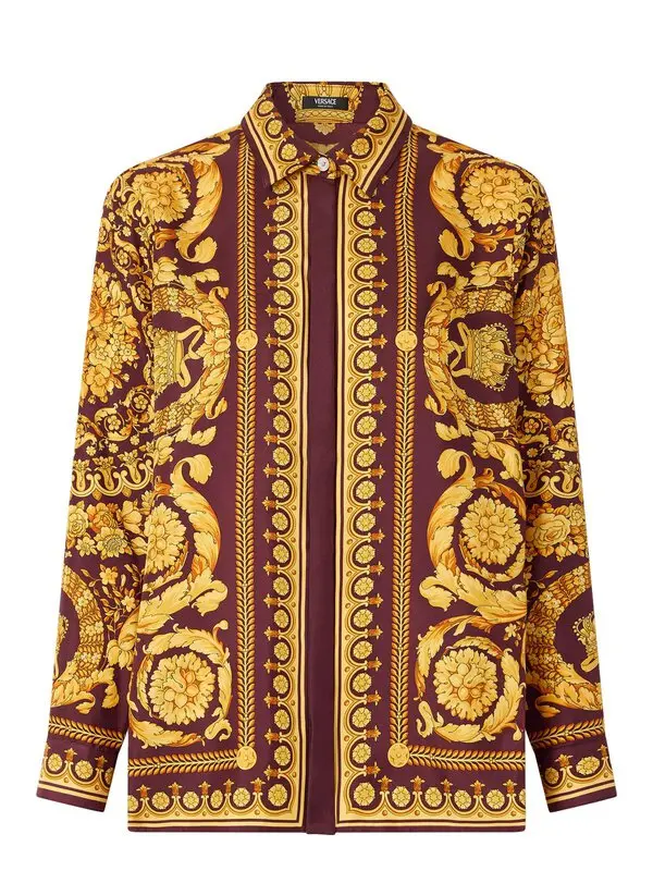 Versace Printed Silk-twill Shirt - Gold