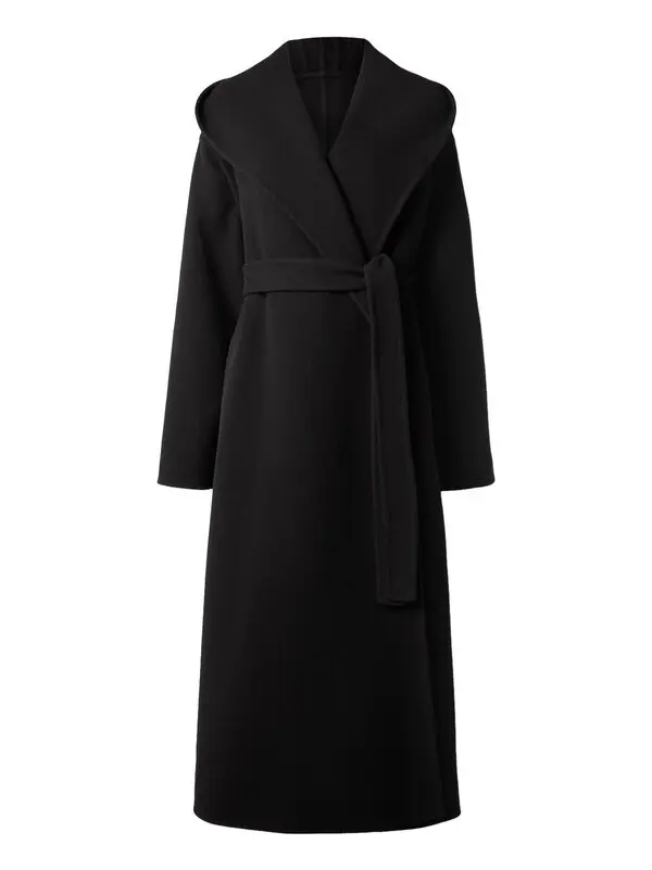 Alaïa Hooded Belted Wool Coat - Black