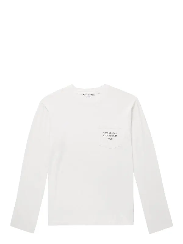 Acne Studios Edden U 1996 Logo-print Cotton And Hemp-blend T-shirt - White
