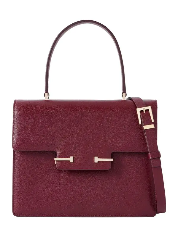 TOM FORD Textured-leather Shoulder Bag - Burgundy