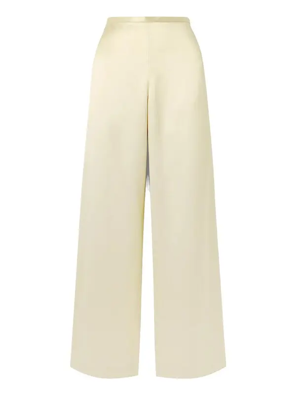 THE ROW Ardyn Hammered-silk Wide-leg Pants - Cream