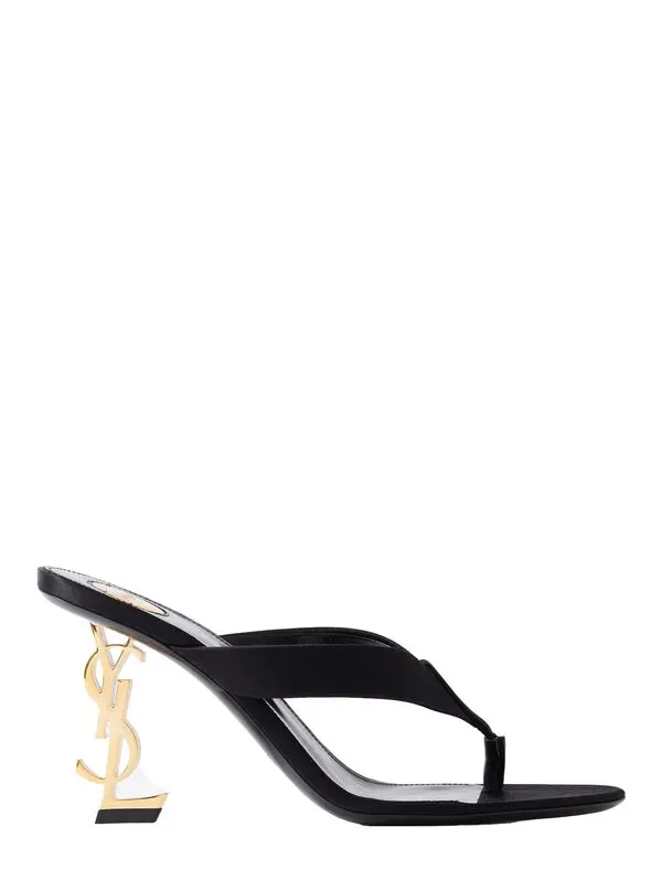 Saint Laurent Opyum Embellished Satin Sandals - Black