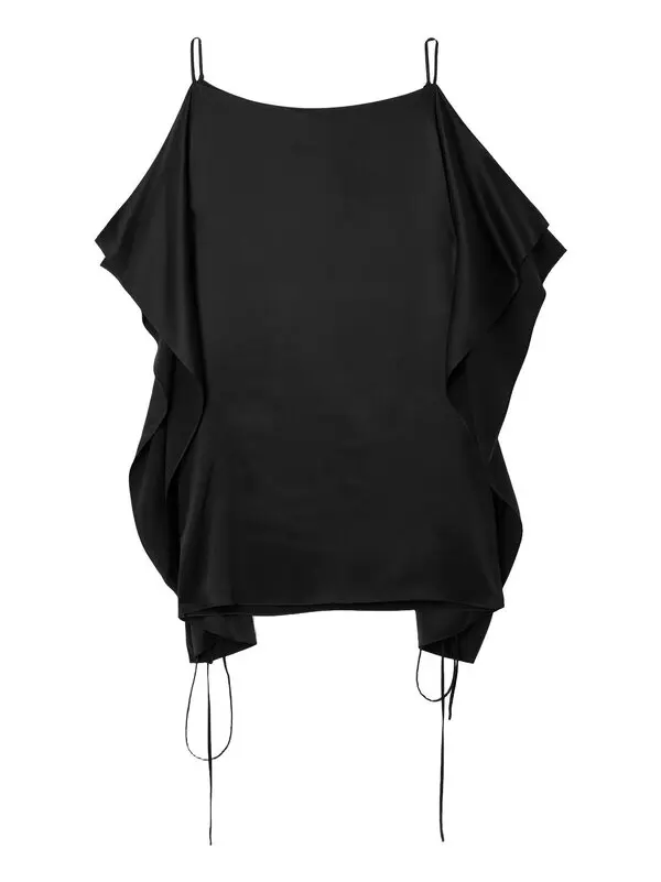 THE ROW Koray Draped Silk-satin Top - Black