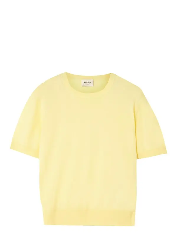 Saint Laurent Wool, Cashmere And Silk-blend Top - Yellow