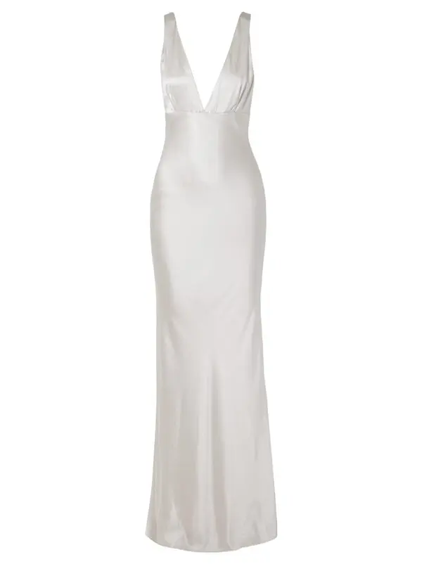 NILI LOTAN Bionca Silk-charmeuse Gown - White
