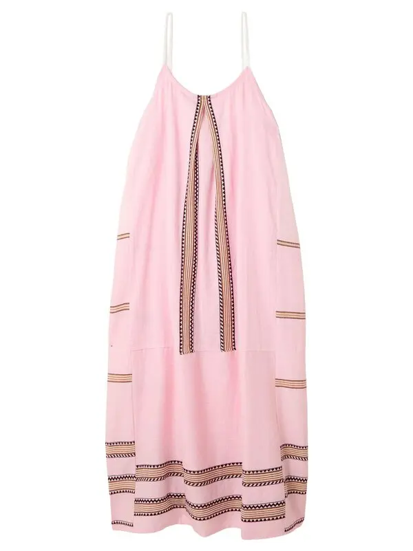LEMLEM Nia Paneled Striped Cotton-blend Midi Dress - Pink