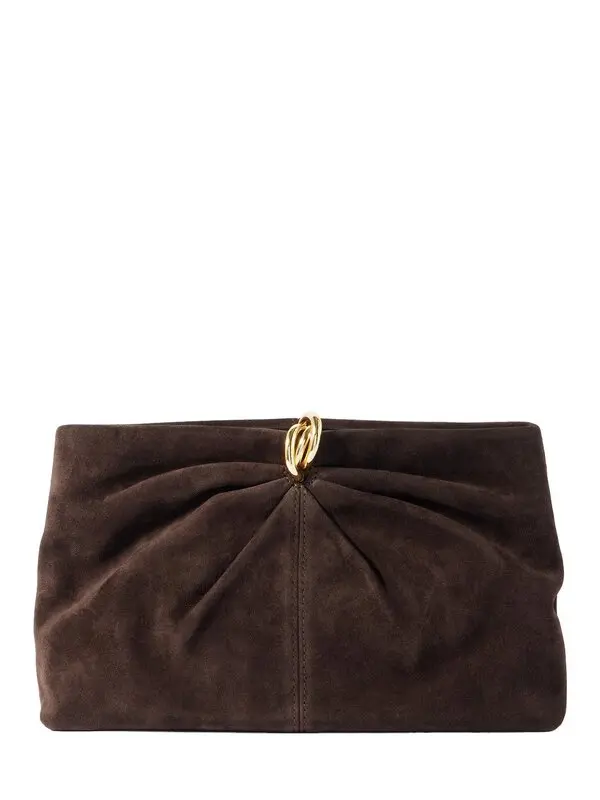 LOEFFLER RANDALL Corrine Gathered Suede Clutch - Brown