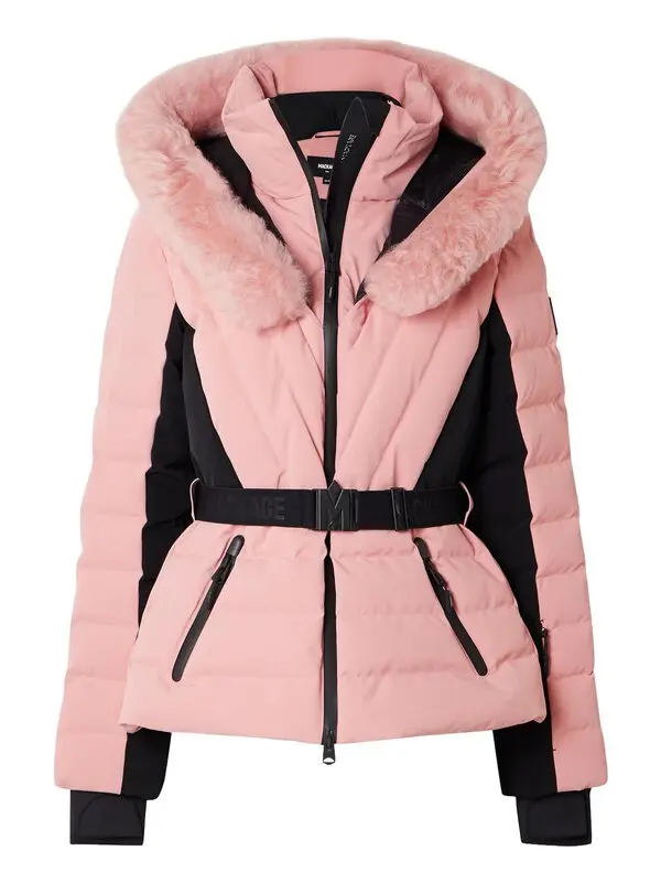 Mackage Elita Hooded Belted Quilted Down Ski Jacket - Pink