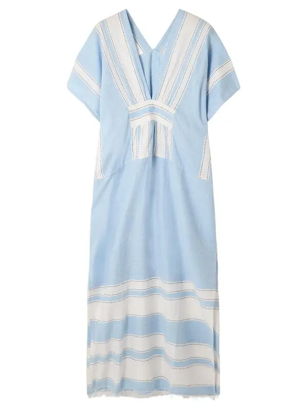 LEMLEM Gasira Striped Cotton-blend Maxi Dress - Blue
