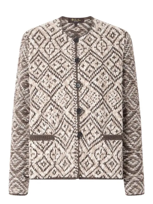 Loro Piana Jacquard-knit Cashmere Cardigan - Neutrals