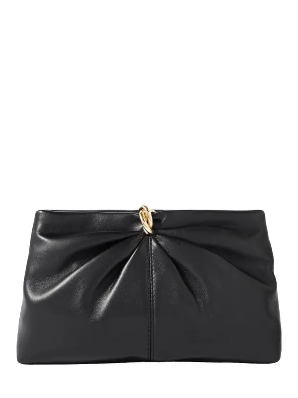 LOEFFLER RANDALL Corrine Gathered Leather Shoulder Bag - Black