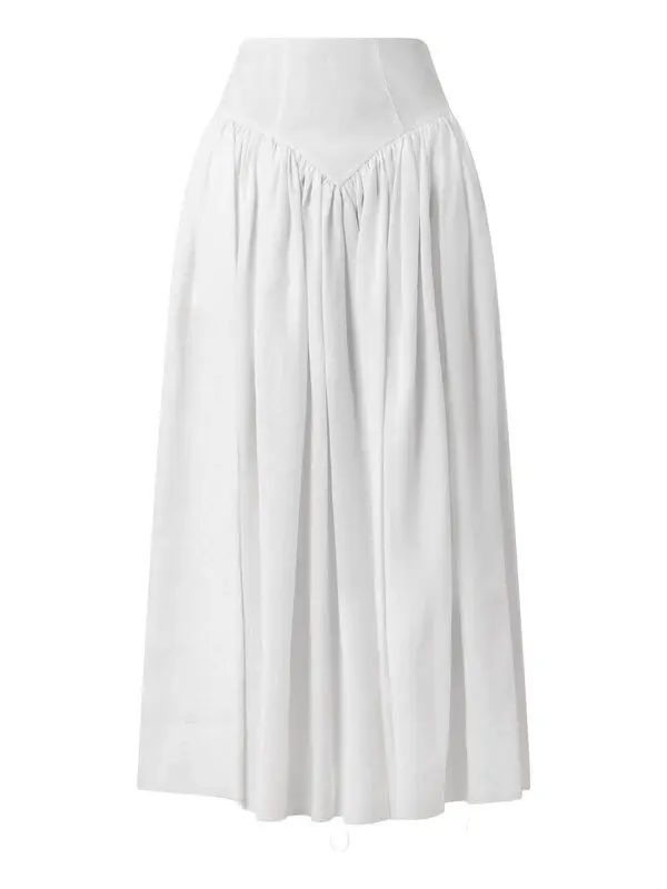 Gabriela Hearst Juniper Frayed Paneled Linen Midi Skirt - White