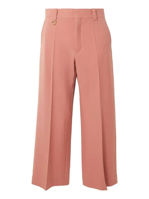 Chloé Cropped Wool-gabardine Wide-leg Pants - Pink