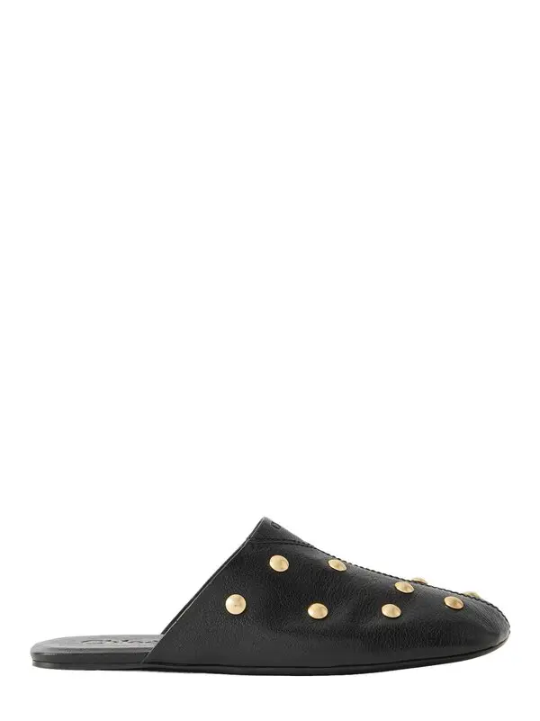 Chloé Studded Textured-leather Mules - Black