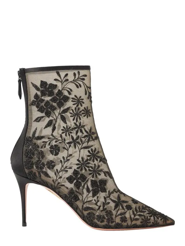AQUAZZURA Mon Amour 85 Bead-embellished Ankle Boots - Black