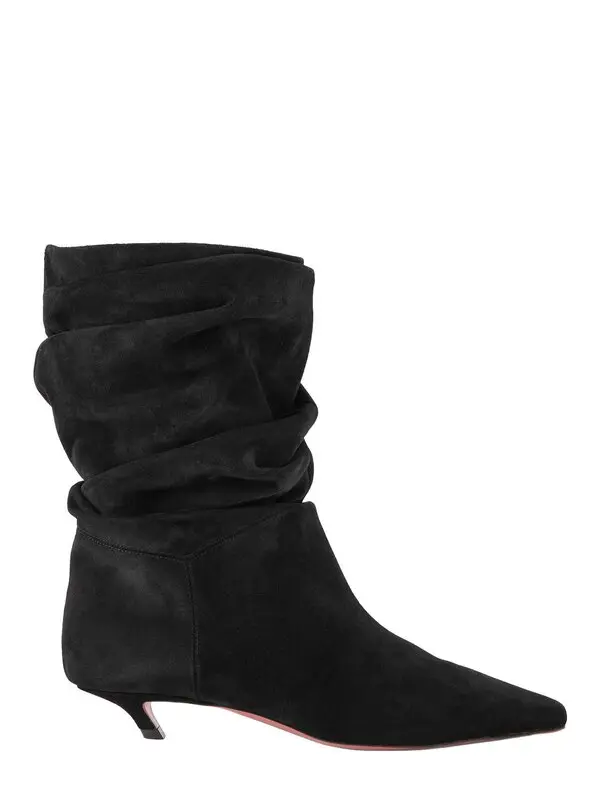 Amina Muaddi Jamie Ruched Ankle Boots - Black