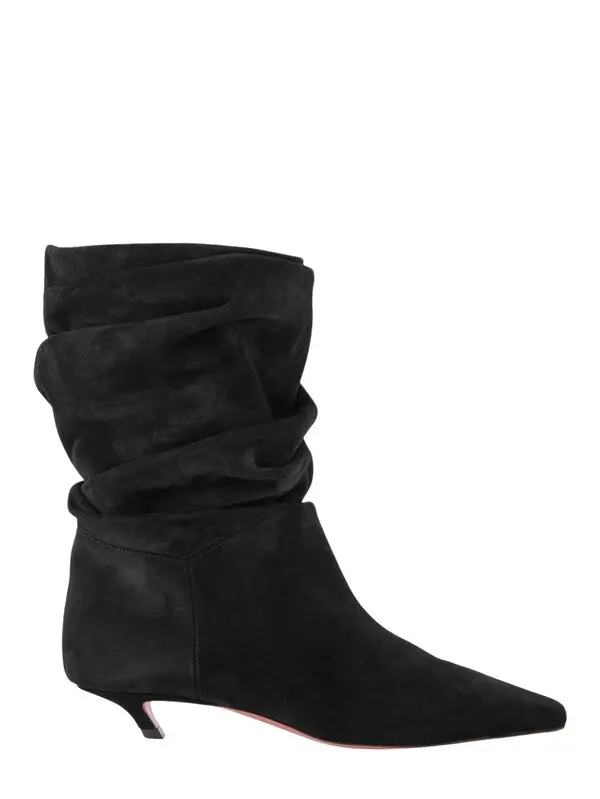 Amina Muaddi Jamie Ruched Ankle Boots - Black