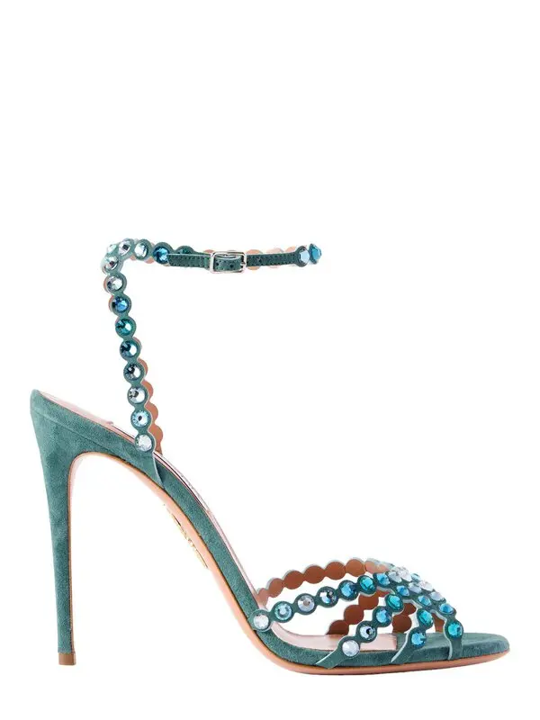 AQUAZZURA Tequila 105 Crystal-embellished Leather Sandals - Blue