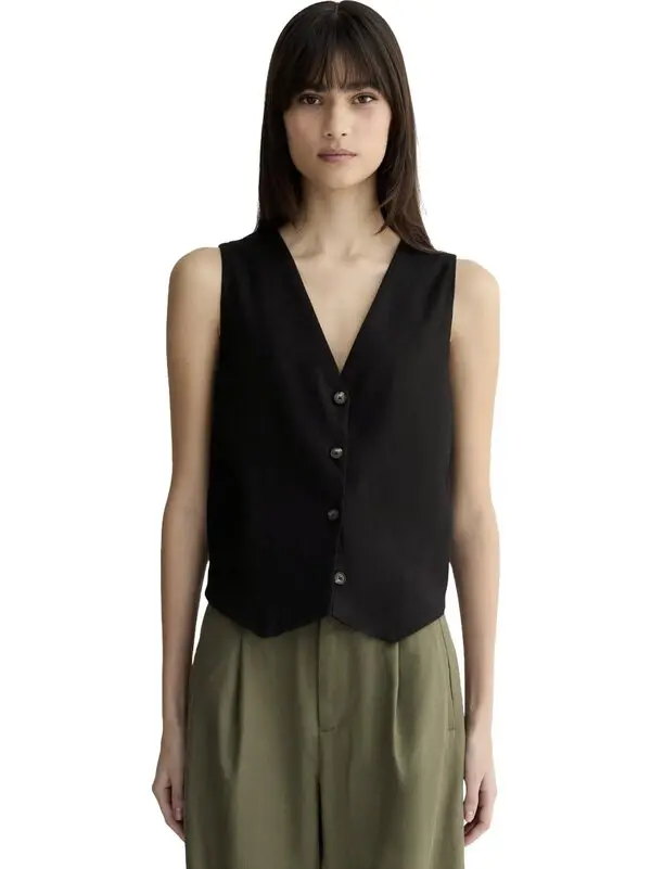 Everlane Stretch Linen Vest - Black