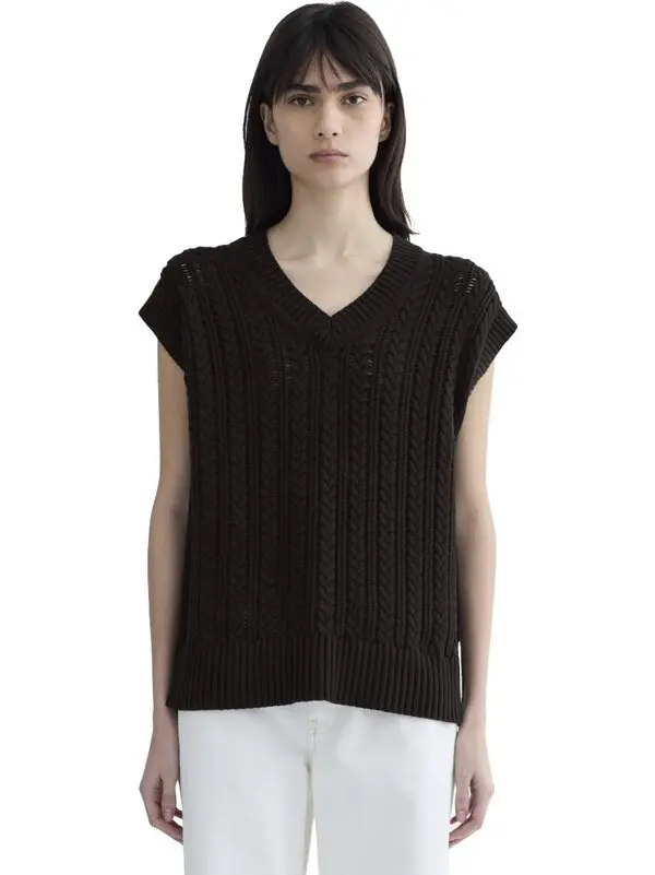 Everlane Mesh Cable Sweater Vest - Black