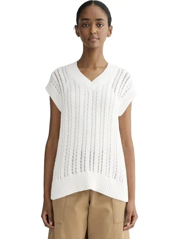 Everlane Mesh Cable Vest In Everyday Cotton Sweater - White