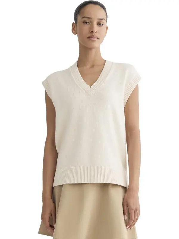 Everlane Boxy Sleeveless Cotton Sweater Vest - Canvas