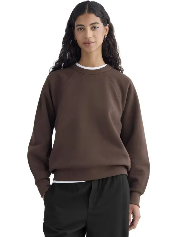 Everlane Luxe Fleece Raglan Crewneck - Dark Chocolate