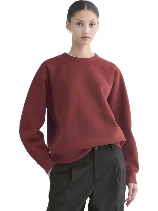 Everlane Luxe Fleece Raglan Crewneck - Merlot