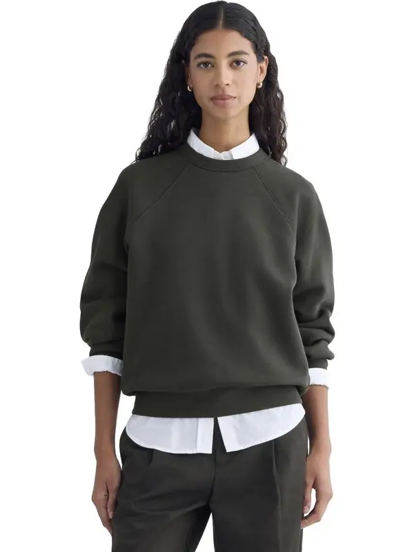 Everlane Luxe Fleece Raglan Crewneck - Washed Black