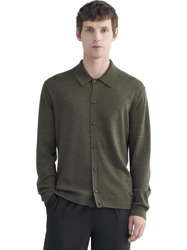 Everlane Ultrasoft Button-down Merino Wool Sweater - Heather Beech