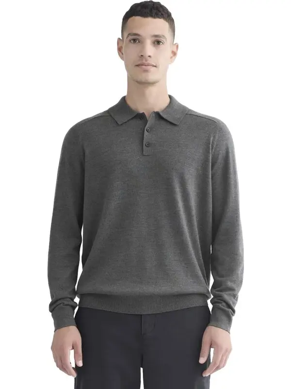 Everlane Ultrasoft Polo Sweater - Heather Mid Charcoal