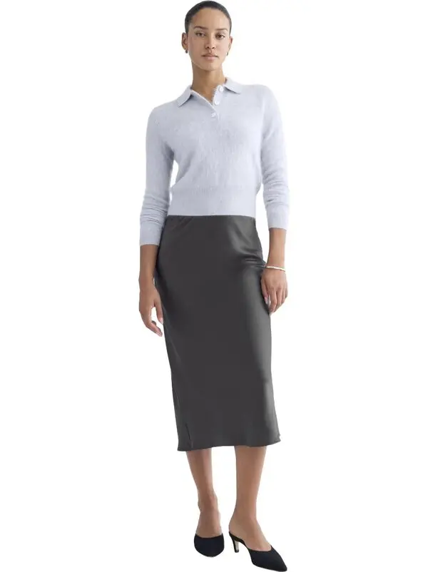 Everlane Slip Skirt In Silk Charmeuse - Graphite