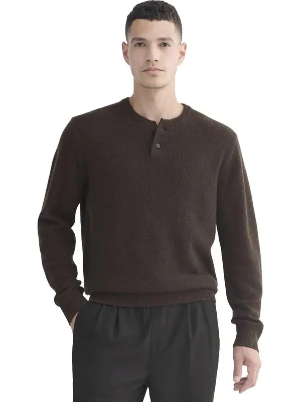 Everlane Wool Cashmere Henley Sweater - Americano